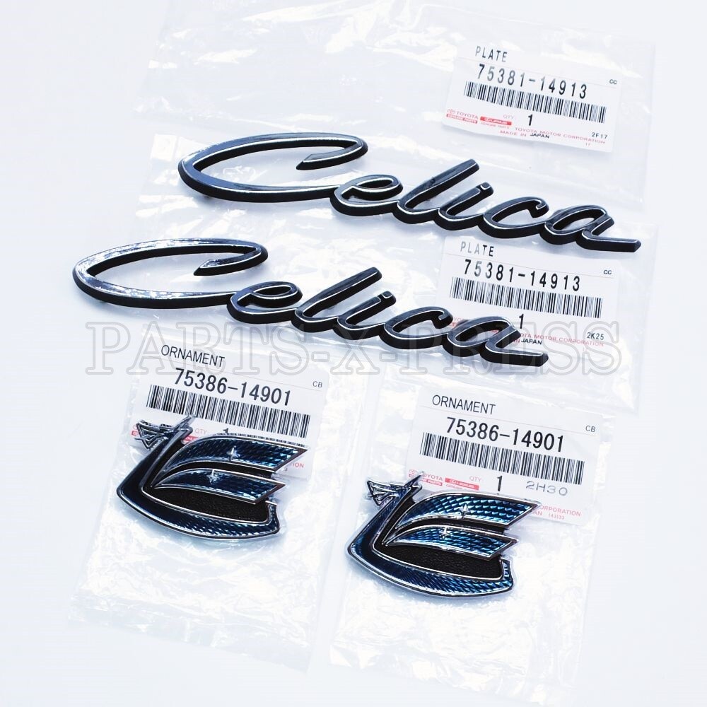 GENUINE TOYOTA BLUE DRAGON CHROME CELICA EMBLEM LH & RH SIDE QUARTER ...