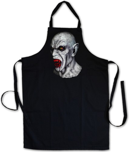 VAMPIRE HEAD BBQ COOKING APRON True Bite Teeth Jaws Blood Dracula Bat ...
