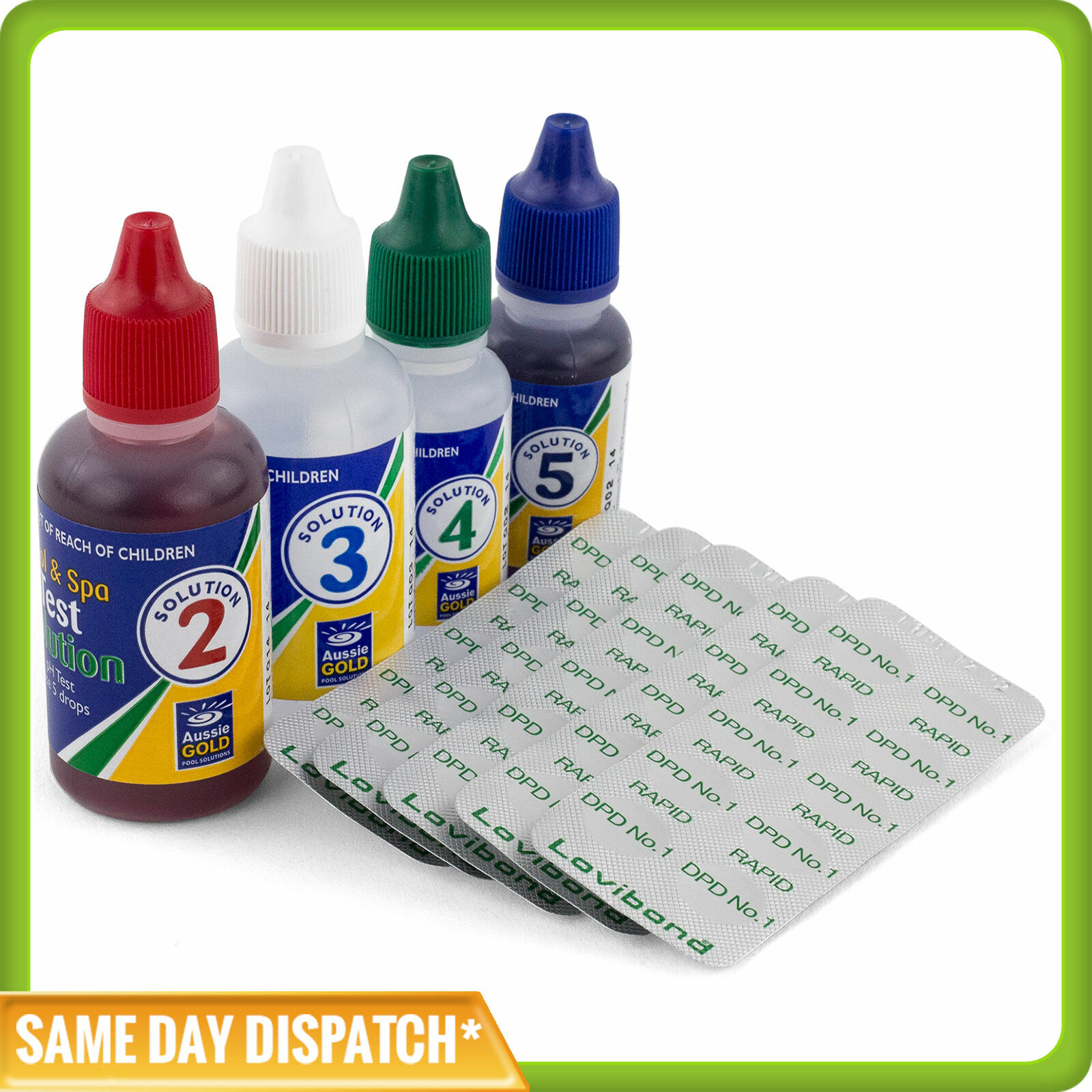4in1 Aussie Gold Pool Test Kit Refill - Solutions 2,3,4,5 + 50x DPD No ...