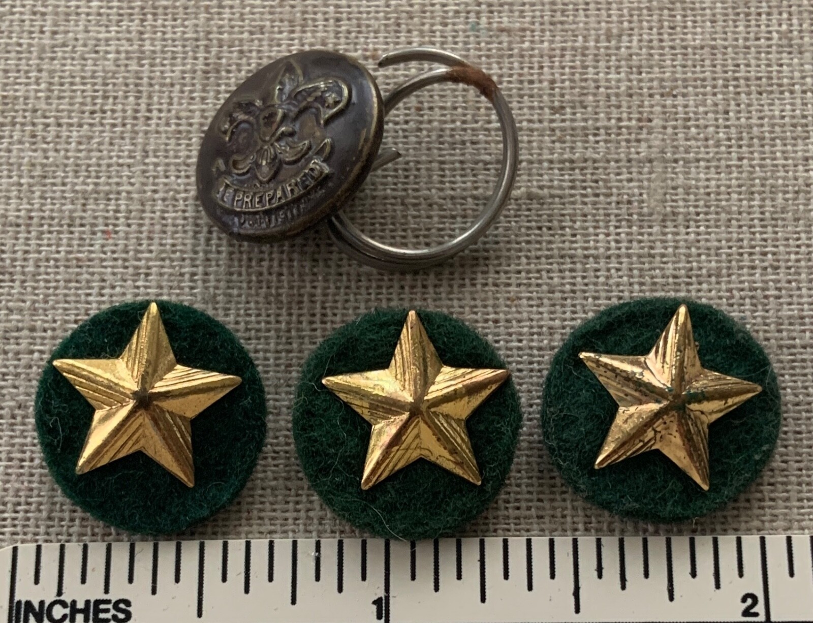 3 BOY SCOUTS OF AMERICA Service STAR PINS & BUTTON BSA Felt Screw Back ...