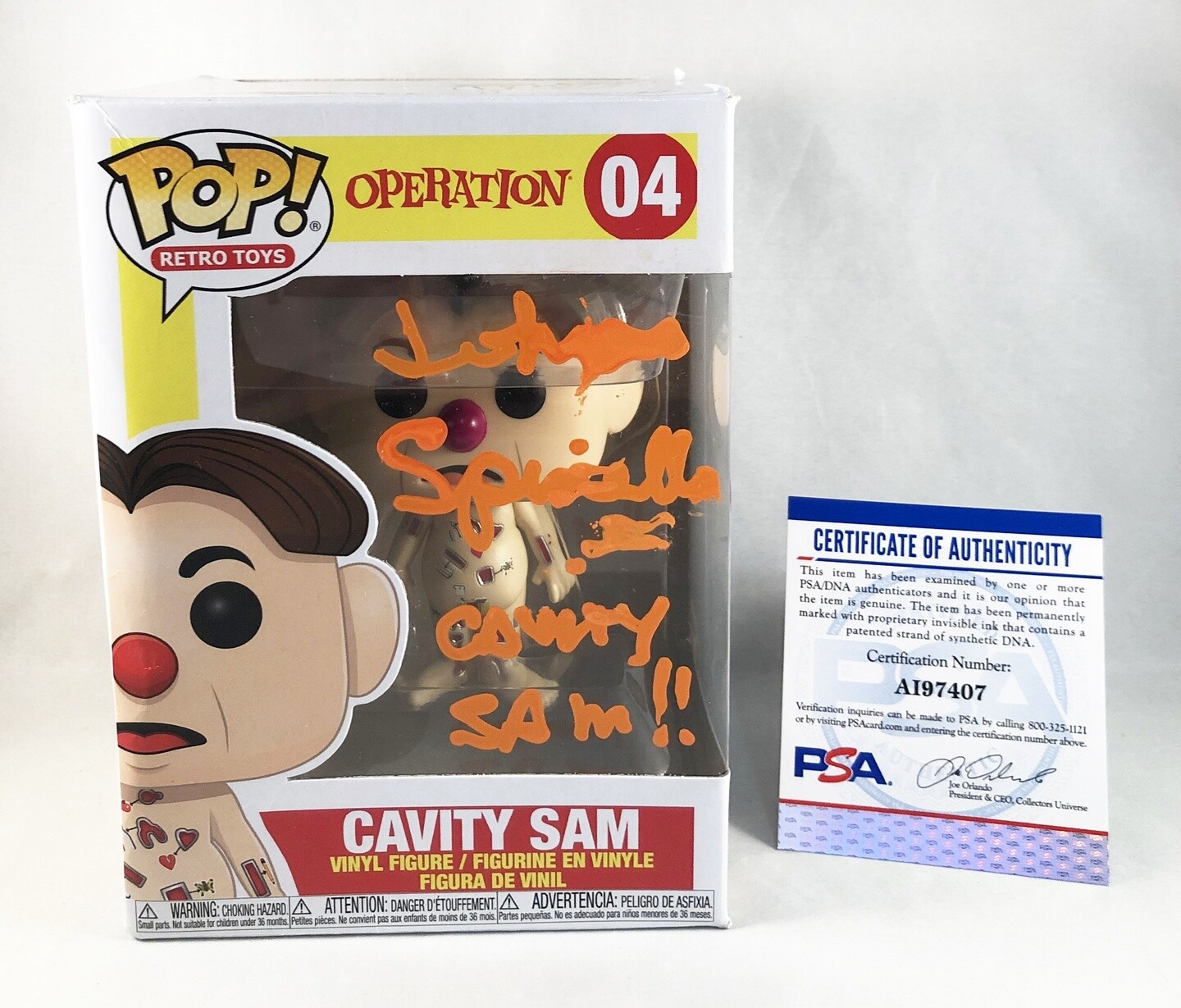John Spinello Signed Funko Pop Cavity Sam Operation PSA/DNA COA | eBay