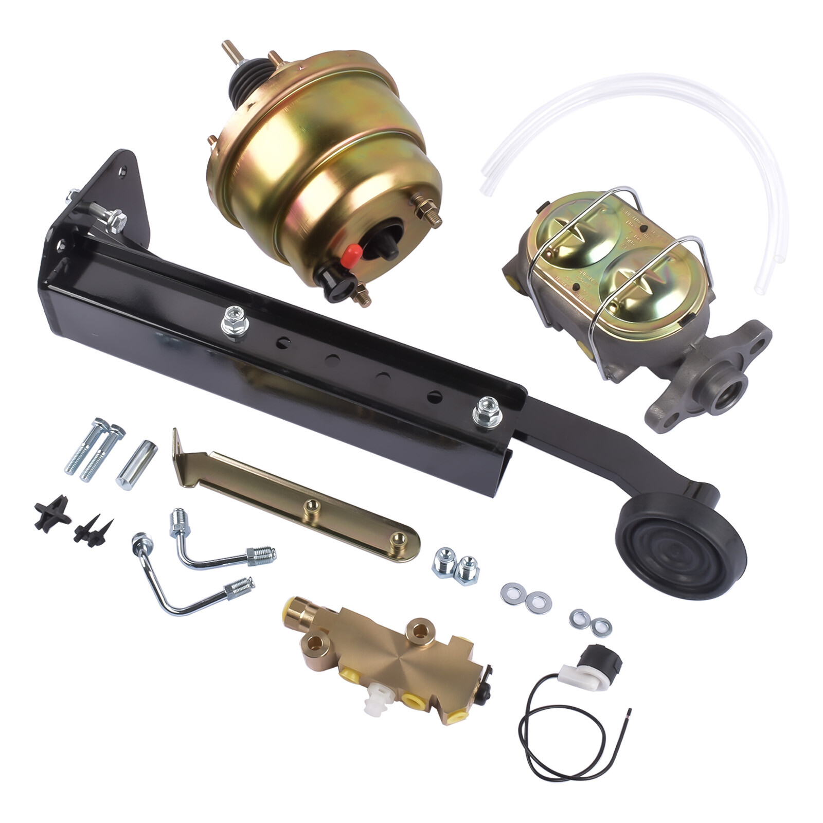 7" Dual Universal Power Brake Booster Bail Top Master Cylinder Disc ...