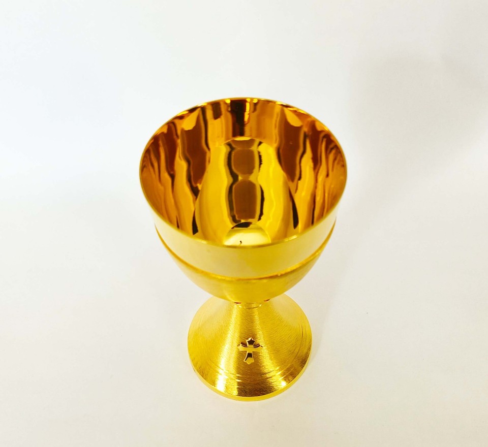 Chalice & paten Gold Plated Goblet Holy Communion Religious Church Gift ...