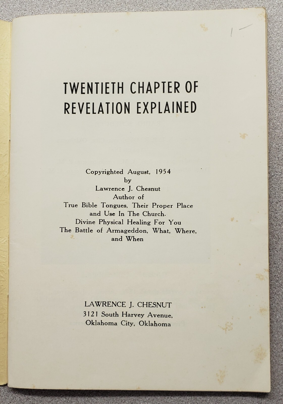 Lawrence Chesnut - Twentieth Chapter of Revelation - Church of God ...