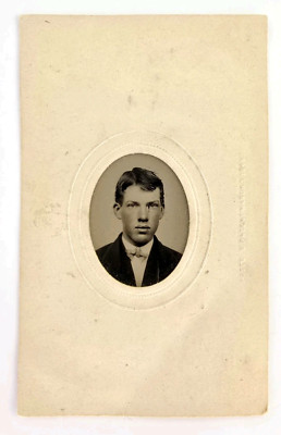 Antique Tintype Photo Handsome Victorian Boy Man Fashion Patent Jordan ...
