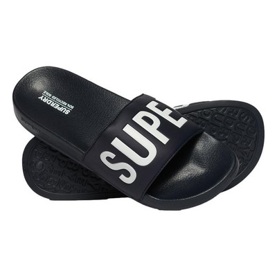 Superdry Men's Vegan Core Pool Slides - Deep Navy / Optic | eBay