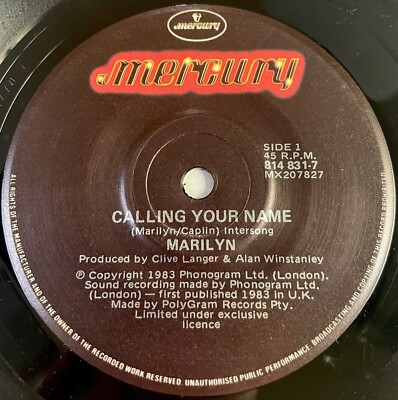 Marilyn - Calling Your Name - 7" vinyl single record Australia 1983 | eBay