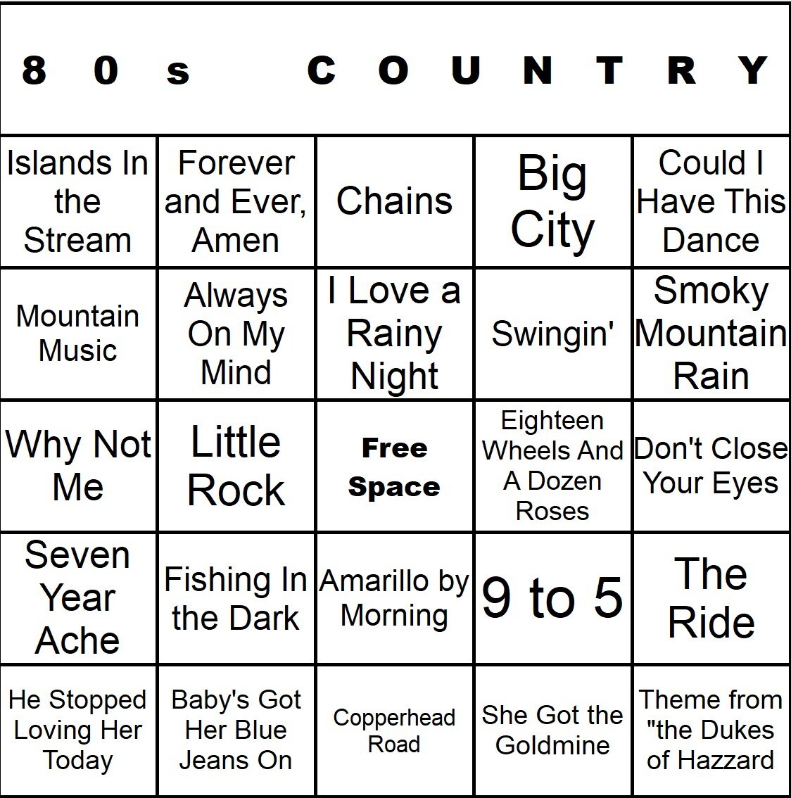 Musical Bingo Printable Games