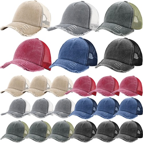 24 Pcs Blank Baseball Caps Bulk Unisex Vintage Cap Mesh Distressed Hats ...