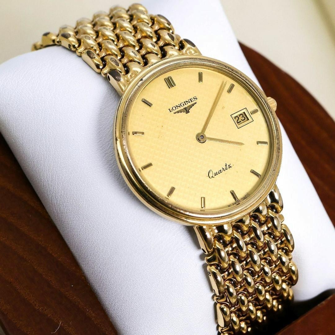 [New Battery] LONGINES Flagship Quartz Date Gold Roun… - Gem