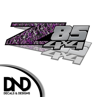 Z85 4x4 Decals 2 Pk Sticker for Chevy Silverado Sierra truck Skull Pink ...