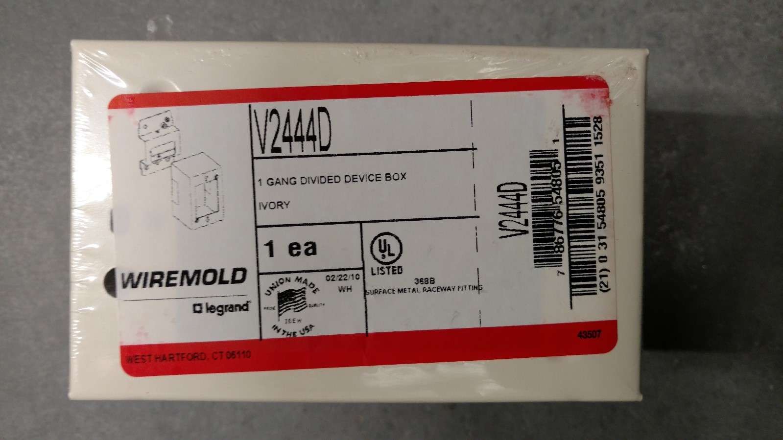 Wiremold V2444D 1-Gang Divided Device Box, Ivory **Free Shipping** | eBay