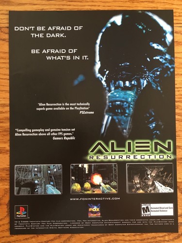 Alien: Resurrection Playstation PS1 PSX 2000 Video Game Poster Ad Art ...