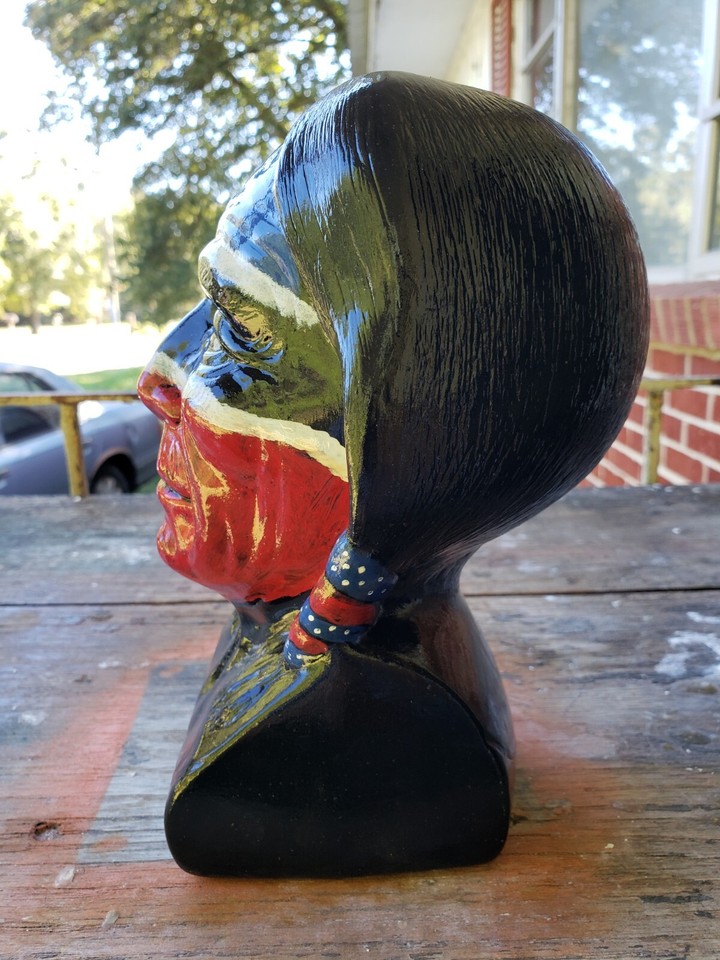 Indian Brave Ceramic Bust Hand Painted Made In USA | eBay