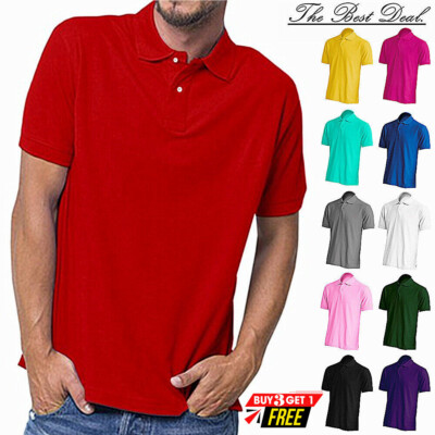 Men's Dri-Fit Polo Shirt Causal Cotton Jersey Short Sleeve Sport Causal ...