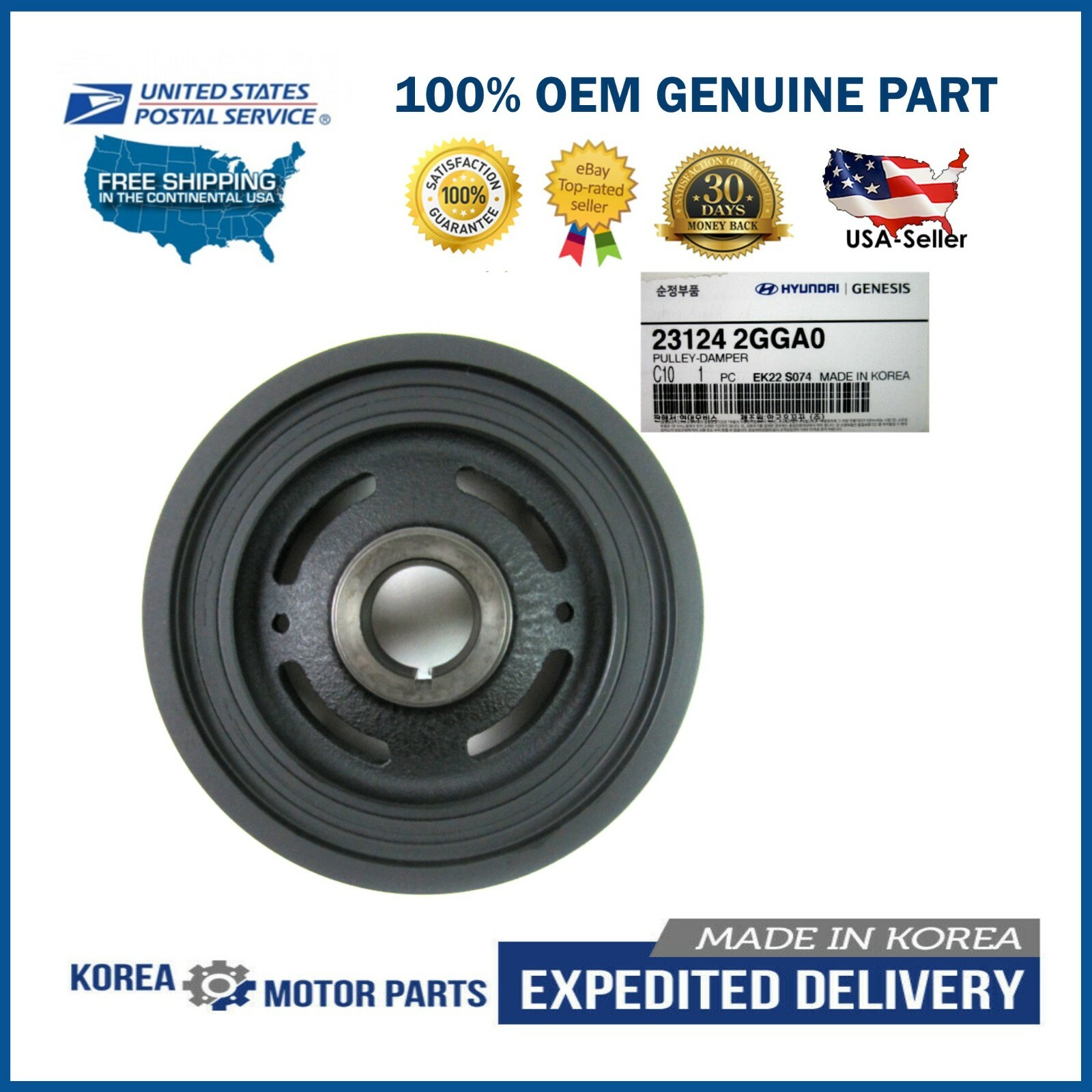 Genuine Crankshaft Pulley for 15-25 G70 Hyundai 16-22 Kia 2.0L 2.4L ...
