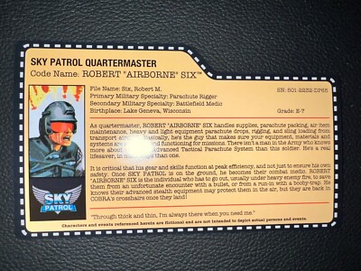 GI Joe 2016 JoeCon Club Convention Exclusive Airborne File Card Only ...