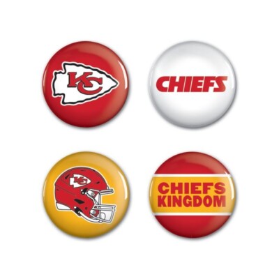 Kansas City Chiefs Wincraft NFL Button Pins 4 Pack 1-1/4" Round | eBay