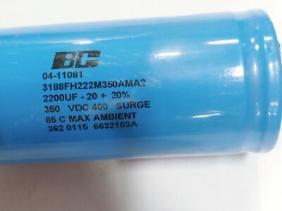 2,200 uF mfd BC Capacitor 350V DC Large Can Electrolytic Aluminum ...