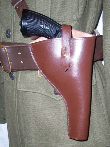 WW1 WW2 WEBLEY OPEN TOP BROWN HOLSTER - REVOLVER LEATHER REPRODUCTION ...