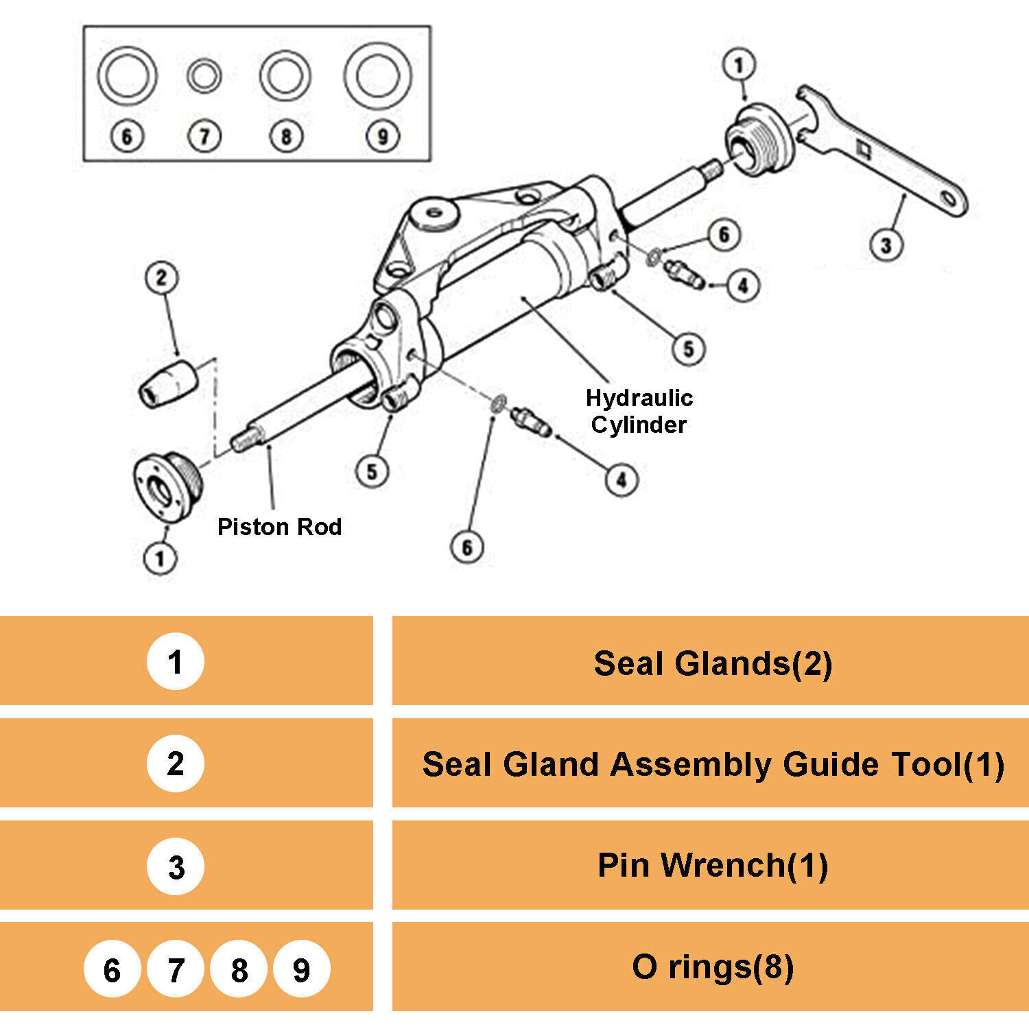 HS5157 Front Mount Hydraulic Steering Cylinder Seal Kit For SeaStar ...