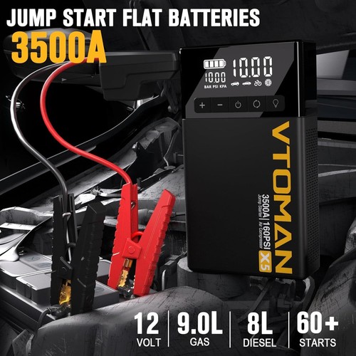 VTOMAN X5 Jump Starter with Air Compressor, 3500A Portable Car Battery ...