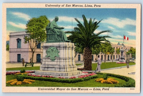 Lima Peru Postcard University of San Marcos and Monument c1940's ...