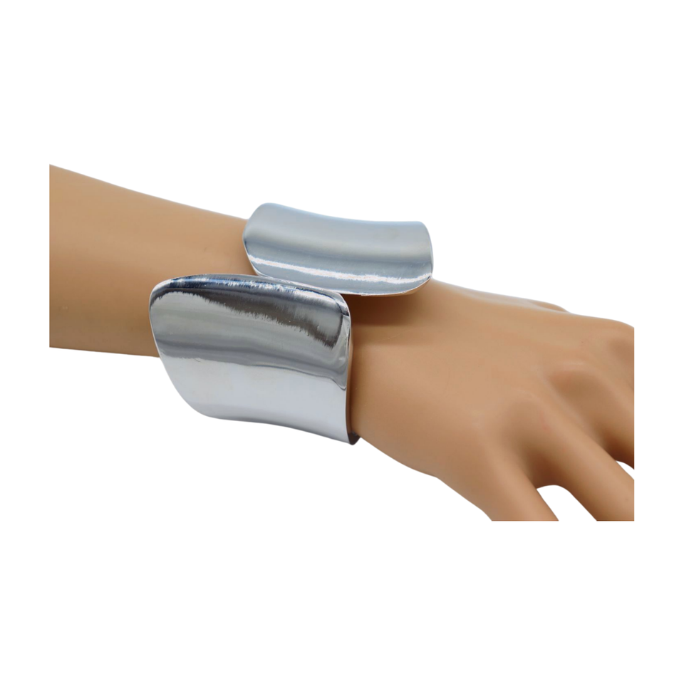 New Women Silver color Metal Wrist Cuff Bracelet Fashion Jewelry ...
