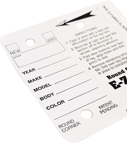 Round Corner Car Key Tags, E-Z Tag, White, Pack of 250 1.25*3 inches ...