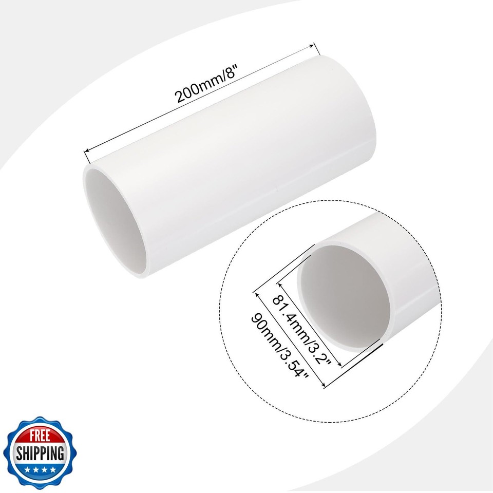 MECCANIXITY PVC Rigid Tube Round Pipe Tubing Hardware Tubing 81.4mm ID ...