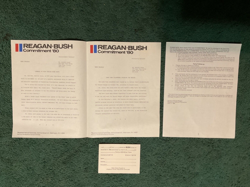 Vintage 1980 Reagan - Bush Commitment ‘80 set in original envelope | eBay