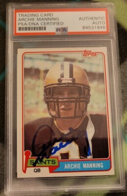 Archie Manning signed 1981 Topps Football Card #158 PSA auth #84531846 ...