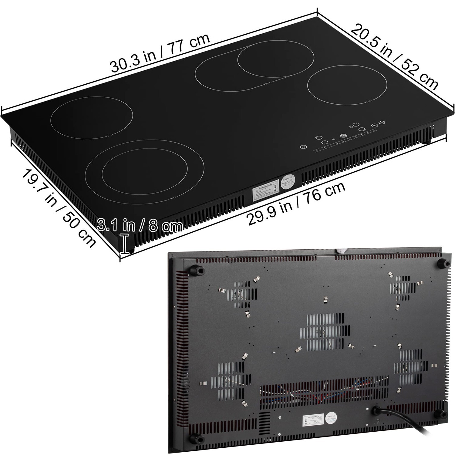30'' Built-in Electric Cooktop Ceramic Glass Stove 4 Burners Touch ...