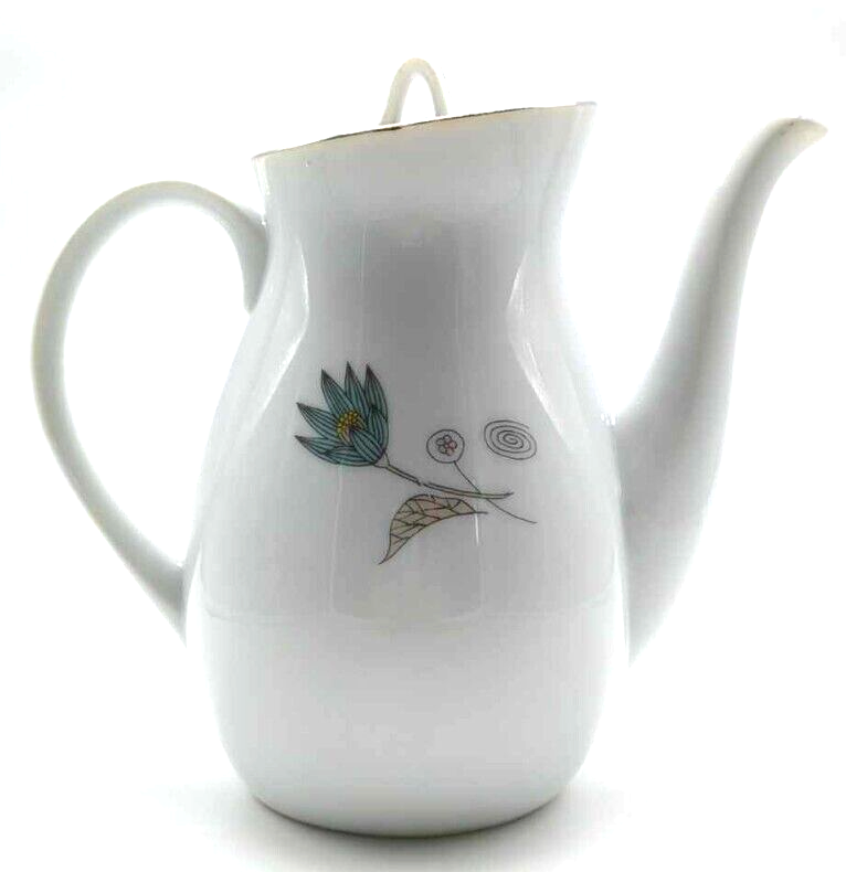 Vintage Mid Century Modern Oriental Lotus Tea Pot By Yamaka Silver Trim ...