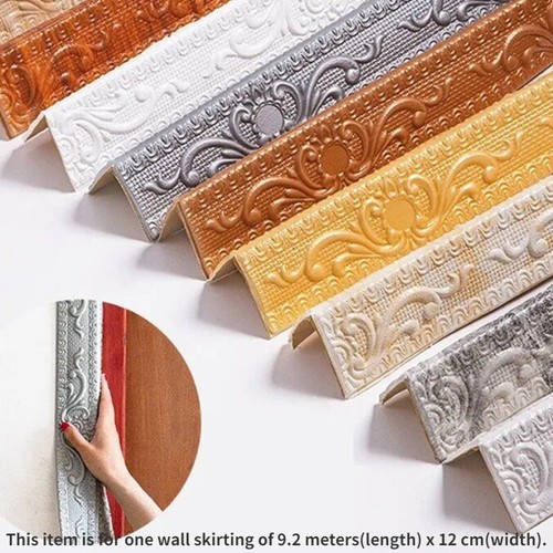3D Floral Self Adhesive Wall Skirting Border Sticker Line Wallpaper ...