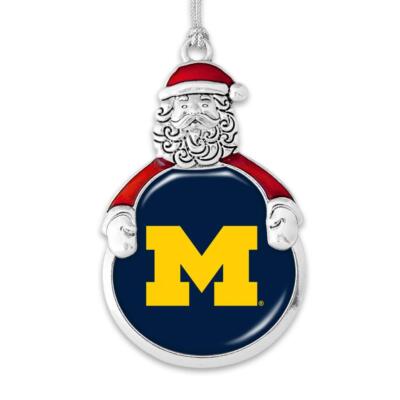 Michigan Wolverines Blue Santa Claus Silver Christmas Ornament ...