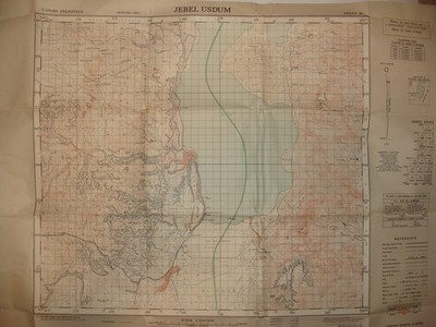 1942 Updated 1954 Palestine Israel JEBEL USDUM Mount Sodom Map Dead Sea ...