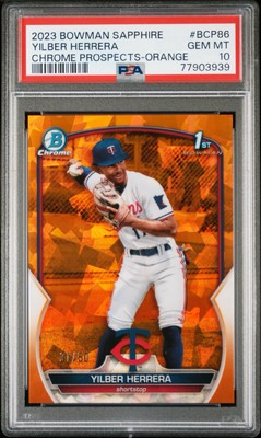 2023 Bowman Sapphire Yilber Herrera Orange Refractor 1st Prospect #’d ...