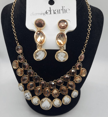 New With Tags Charming Charlie Earring & Necklace Set Bib Ombre 19in | eBay