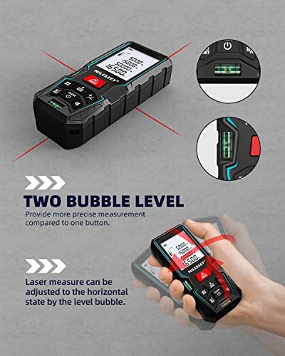 Laser Measure, 165 Feet Laser Measurement Tool with 2 Bubble Levels ...