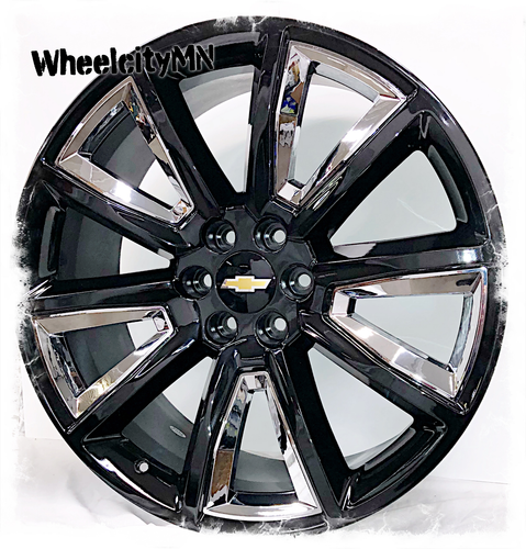 22" gloss black chrome 2016 Chevy Silverado LTZ Tahoe OE 5696 replica ...