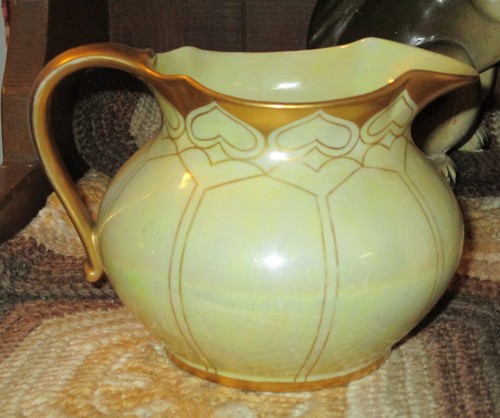 C1910 JPL Jean Pouyat Limoges ART NOUVEAU CIDER PITCHER Aesthetic GOLD ...