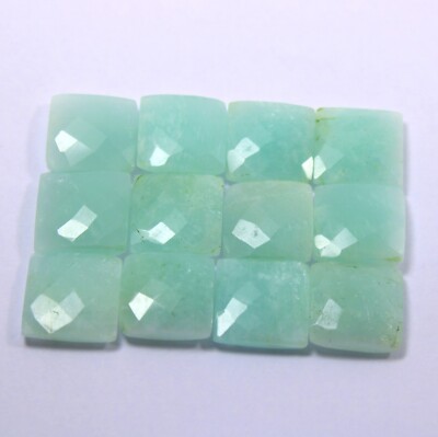 15 MM Faceted Natural Green Color Amazonite Cushion Cut 5 Piece ...