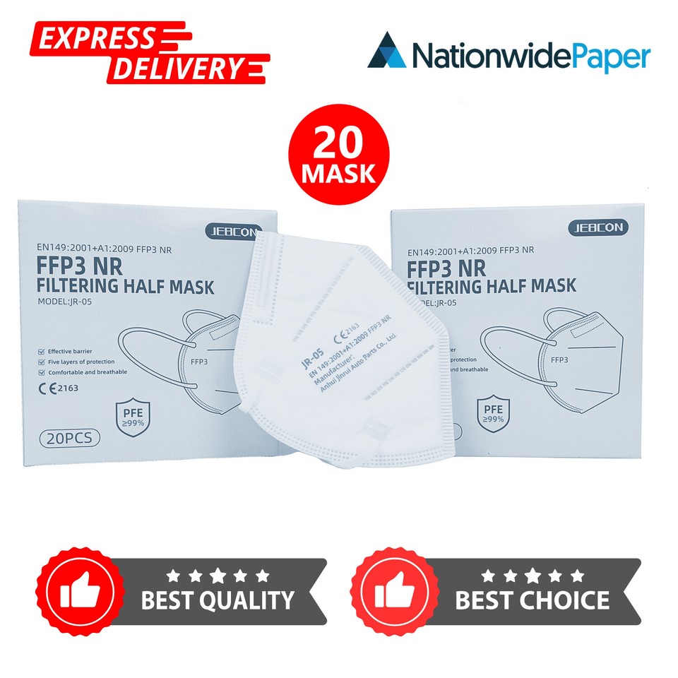 FFP3 NR N95 RESPIRATOR FACE MASK, VIRUS, POLLEN, DUST, 20 PCS EACH ...