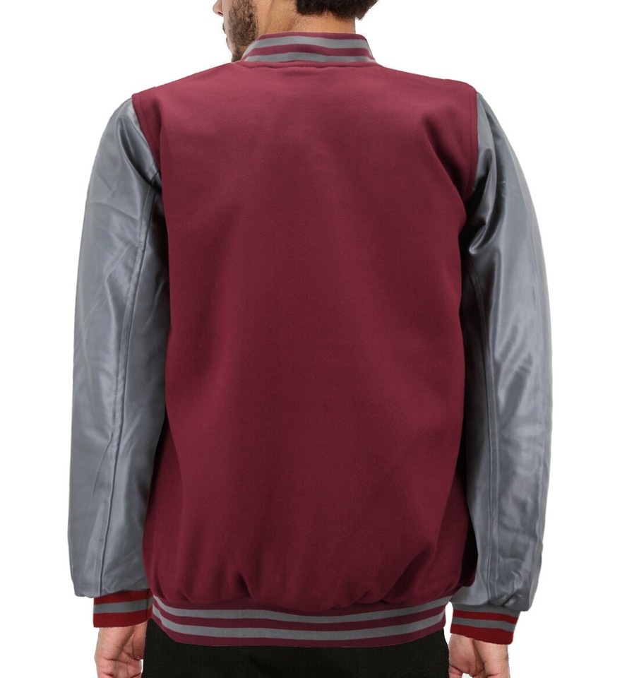 Men's Classic Snap Button Vintage Baseball Letterman Varsity Jacket LMJ ...