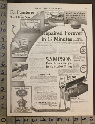 1915 AUTO CAR SAMPSON TIRE REPAIR MECHANIC SHOP INVENTION PLUG AD 28518 ...