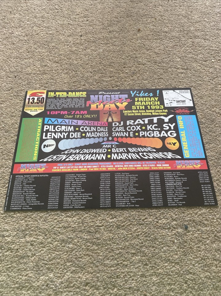 Interdance Sterns & Yikes 5 March 1993 A4 Rave Flyer Flyers | eBay
