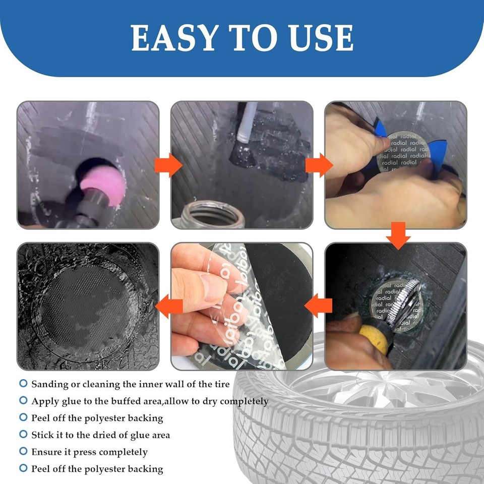 15PCS 79Mm Car Tire Patch Kit,Round Rubber Tire Repair Patch for Fast ...