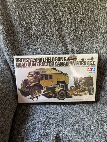 Tamiya 1/35 British 25pdr. Field Gun & Quad Gun Tractor Military Model ...