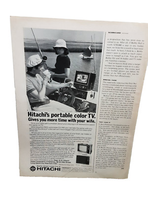 1973 Hitachi Portable Color TV More Time With Wife Original Print Ad ...